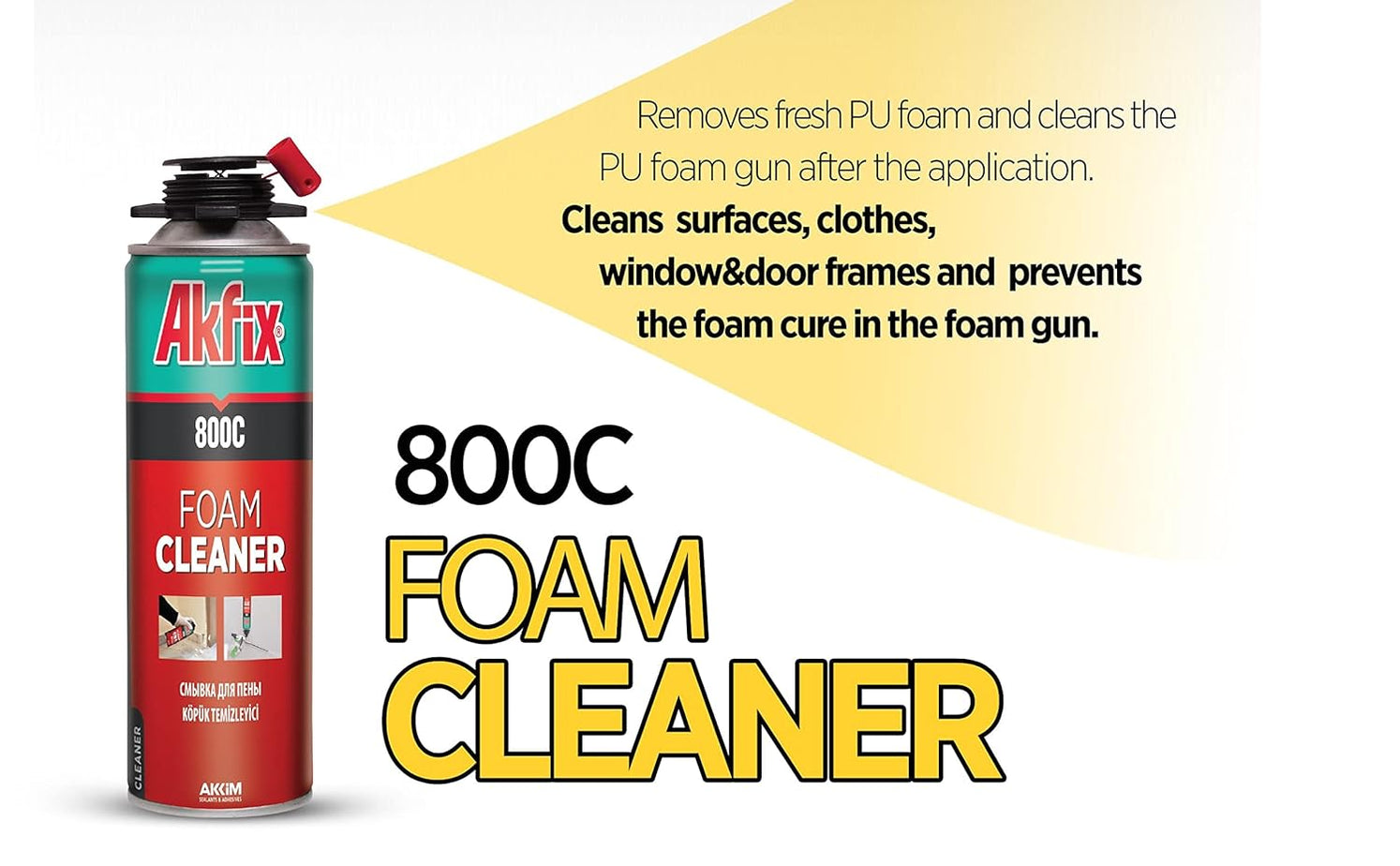 Akfix 800C Foam Cleaner 16.9 fl oz | Spray Foam Gun & Surface Cleaner