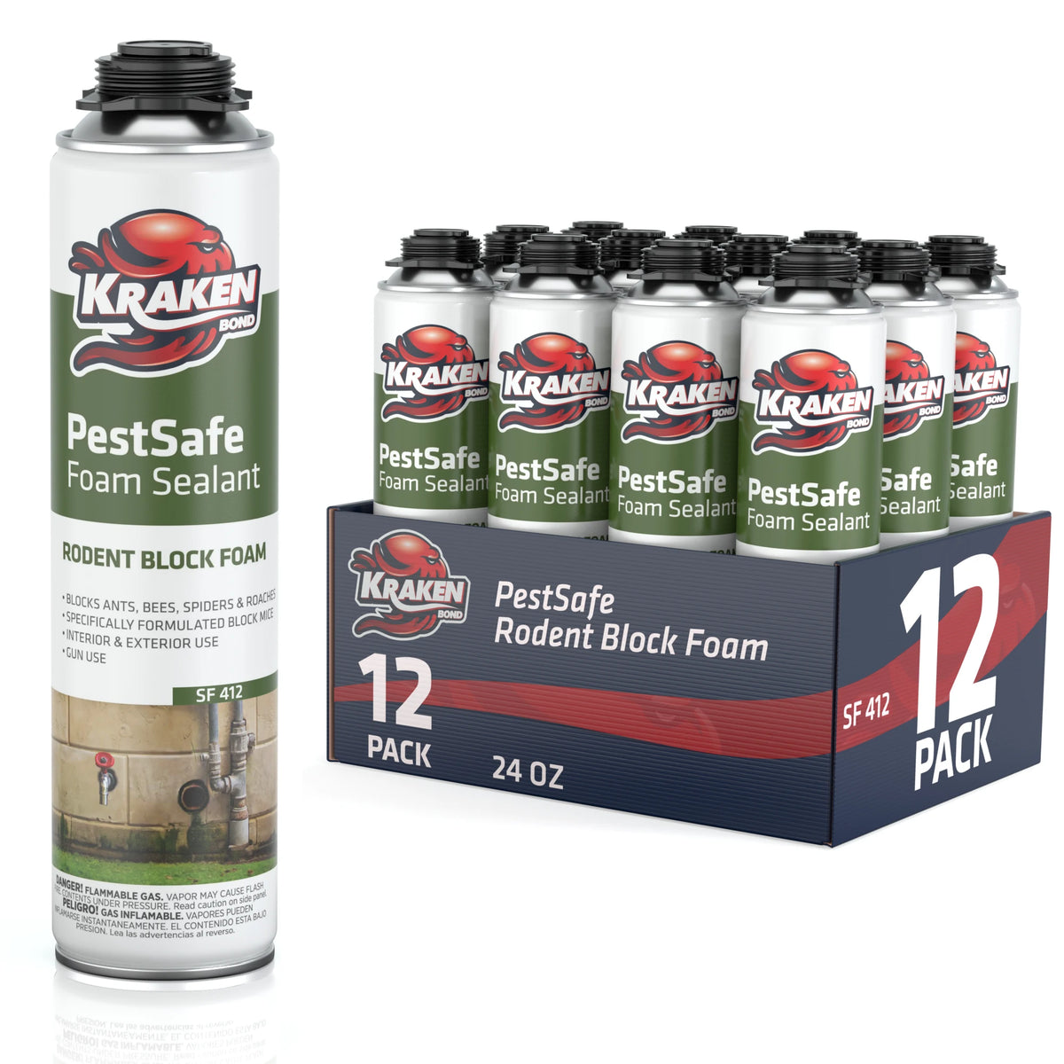 Kraken Bond Pro PestSafe Foam Sealant | Rodent & Insect Block Foam for ...