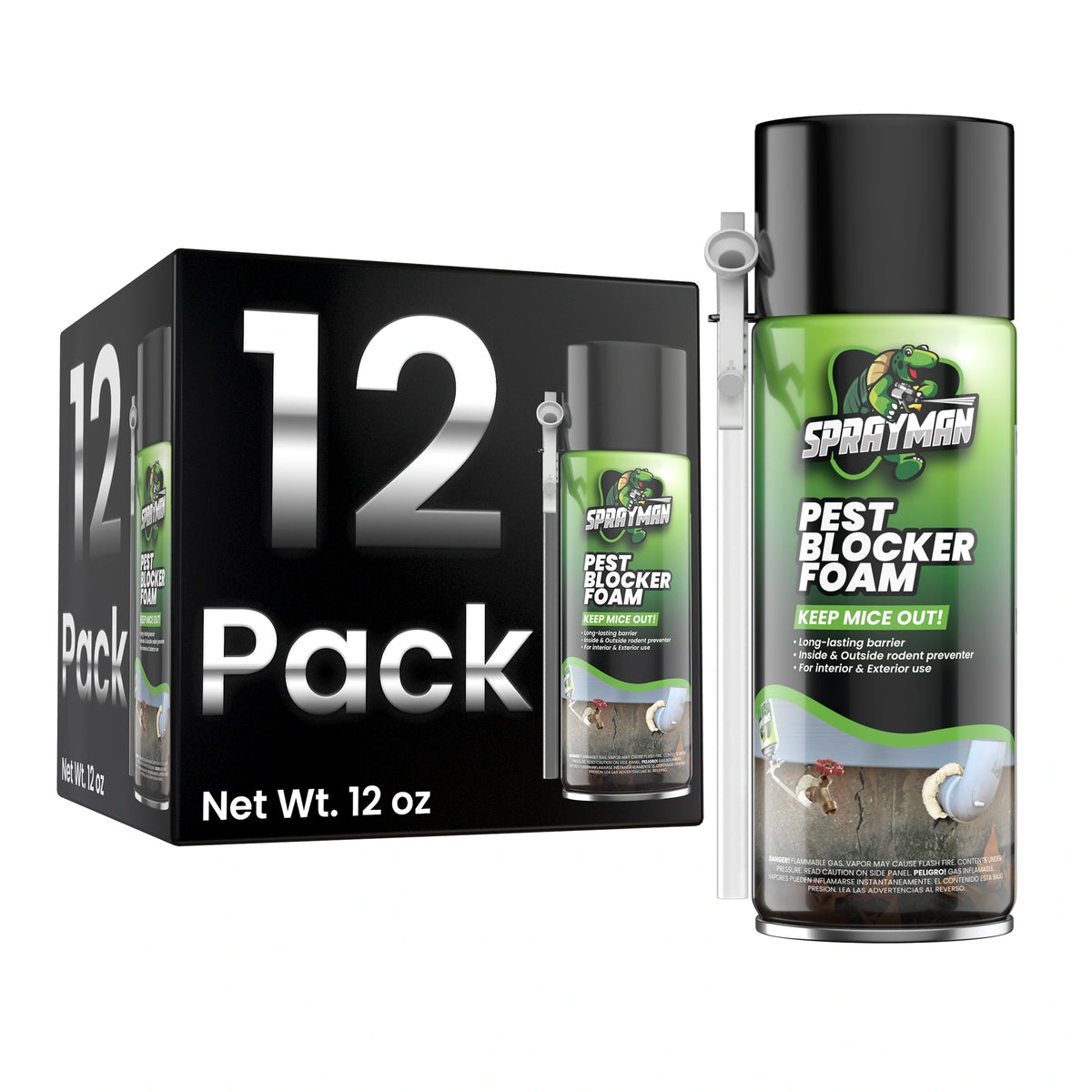 Sprayman Pest Blocker Foam 12 oz | Pest Control Foam with Straw